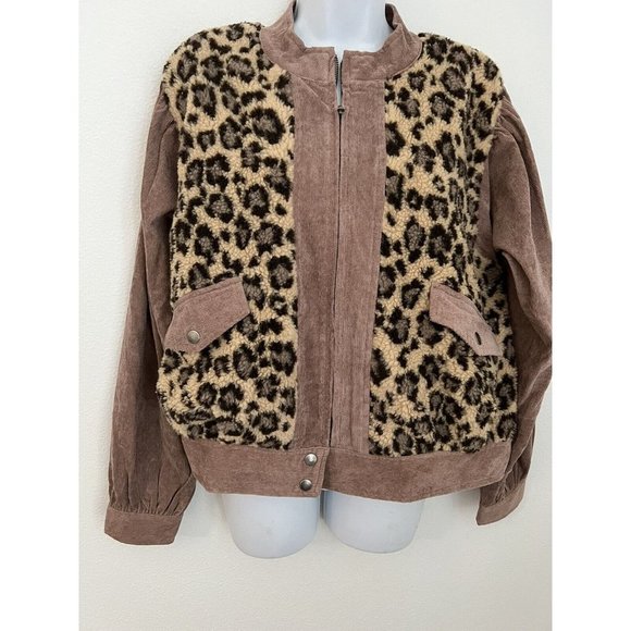 Mystree | Jackets & Coats | Mystree Zip Up Jacket Animal Print Fur ...